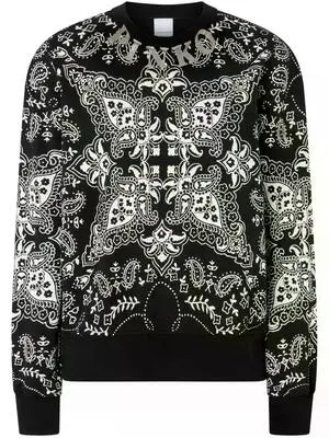 Pinko Cotton Sweatshirt With Bandana Print - Black