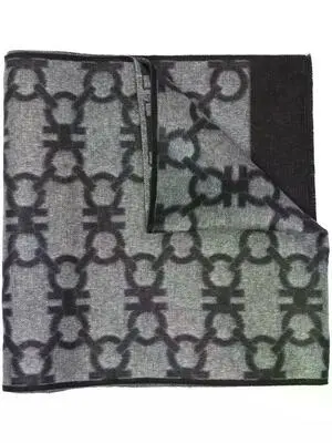 FERRAGAMO Gancini Jacquard Scarf - Grey