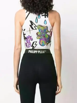 Philipp Plein Monogram Tattoo Crop Top