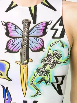 Philipp Plein Monogram Tattoo Crop Top