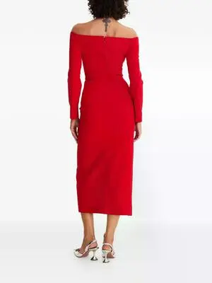 MOOS STUDIO Off-shoulder Midi Dress - Red