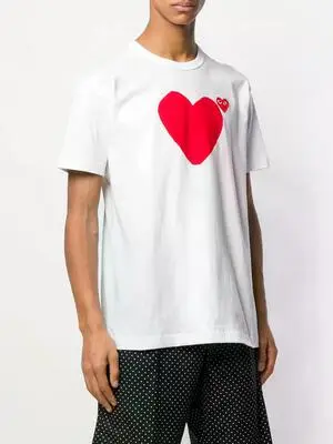 Play Comme Des Garcon Logo Heart Printed T-shirt