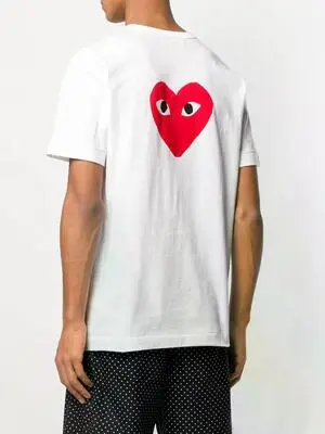 Play Comme Des Garcon Logo Heart Printed T-shirt