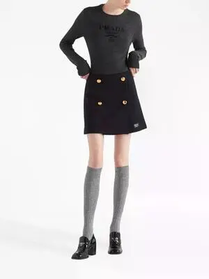 Prada Logo-intarsia Wool Jumper - Grey