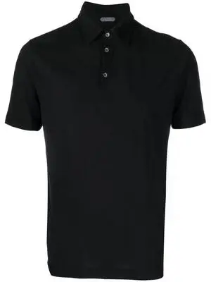 ZANONE Short-sleeve Cotton Polo Shirt - Black