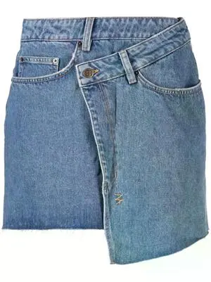 Ksubi Logo-tag Asymmetric Denim Miniskirt - Blue