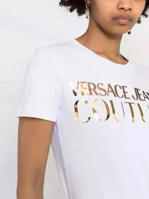 Versace Logo-print Metallic T-shirt