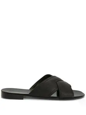 GIUSEPPE ZANOTTI Flavio Criss-cross Leather Sandals - Black