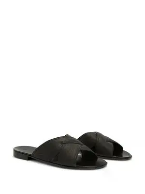 GIUSEPPE ZANOTTI Flavia Criss-cross Leather Sandals - Black