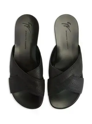 GIUSEPPE ZANOTTI Flavia Criss-cross Leather Sandals - Black