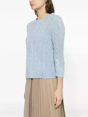 N.peal Emilia Cable Round Neck Jumper - Blue