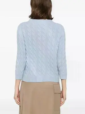 N.peal Emilia Cable Round Neck Jumper - Blue