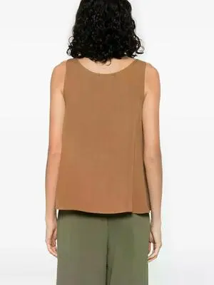 MOUTAKI Slub-texture Sleeveless Top - Brown