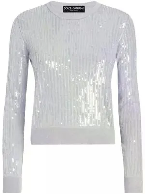 Dolce & Gabbana Sequin Knitted Top - Grey