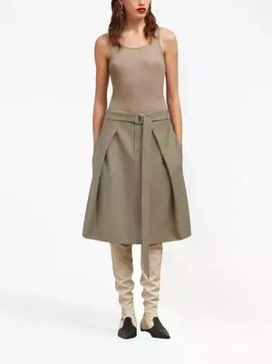 AMI Paris Belted Wool Midi Skirt