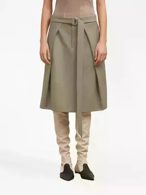 AMI Paris Belted Wool Midi Skirt