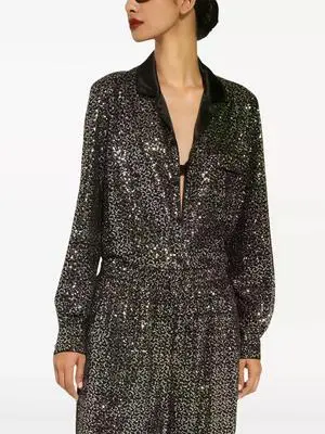 Dolce & Gabbana Satin-collar Sequin-embellished Shirt