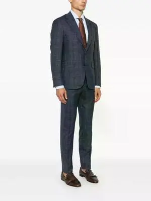 Canali Check-pattern Single-breasted Suit - Blue
