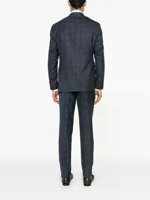 Canali Check-pattern Single-breasted Suit - Blue