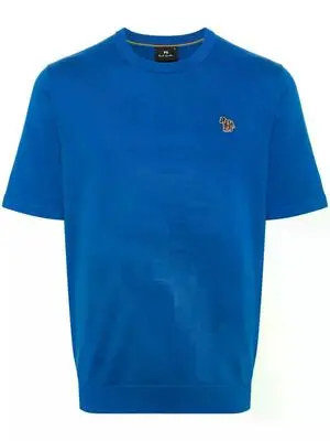 Paul Smith Zebra-patch Organic Cotton T-shirt - Blue