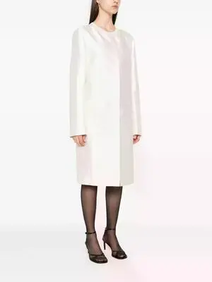 TOTEME Collarless Silk Coat - Neutrals