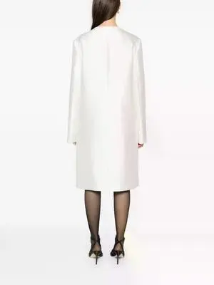 TOTEME Collarless Silk Coat - Neutrals