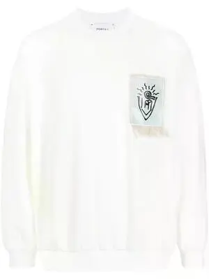PORTS V Patch-detail Crew Neck Sweatshirt - White