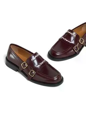 Marni Leather Double Buckle Loafers - Red