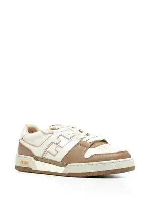 Fendi Ff-appliqué Leather Sneakers - Neutrals