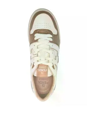 Fendi Ff-appliqué Leather Sneakers - Neutrals