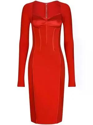 Dolce & Gabbana Long-sleeve Corset Dress - Red