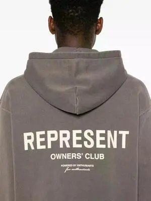 REPRESENT Logo-print Hoodie - Grey