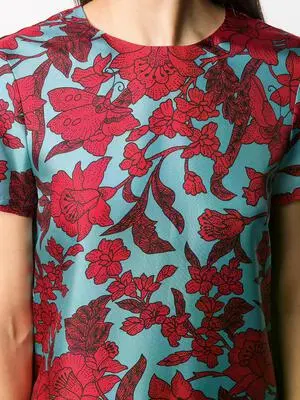 La DoubleJ Floral Print Swing Dress - Red