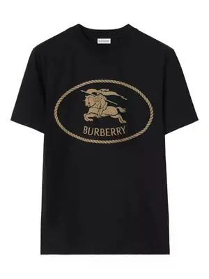Burberry Knight-stamp Cotton T-shirt - Black