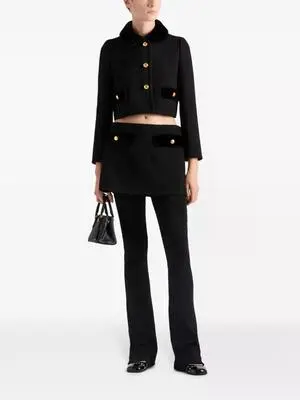 Prada Single-breasted Jacket With Shearling Trim