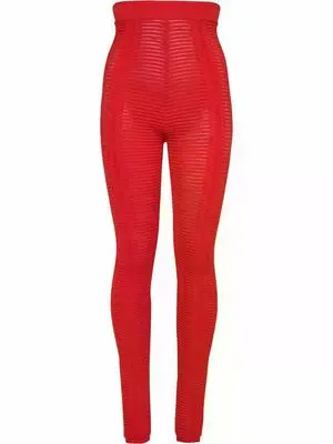 Balmain High-waisted Sheer Knitted Leggings