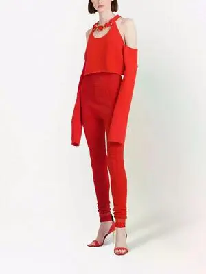 Balmain High-waisted Sheer Knitted Leggings