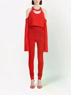 Balmain High-waisted Sheer Knitted Leggings