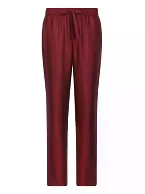 Dolce & Gabbana Silk Trousers With Embroidered Logo - Red