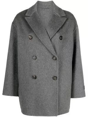 Brunello Cucinelli Cashmere Double-breasted Coat With Monili Chain Detail