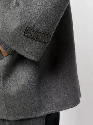 Brunello Cucinelli Cashmere Double-breasted Coat With Monili Chain Detail