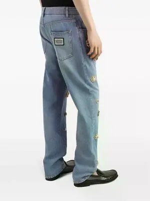 Dolce & Gabbana Crystal-embellished Straight-leg Jeans