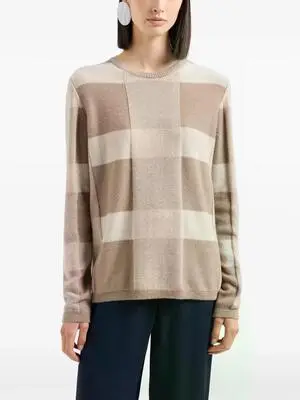 Emporio Armani Icon Checked Virgin Wool-cashmere Blend Sweater