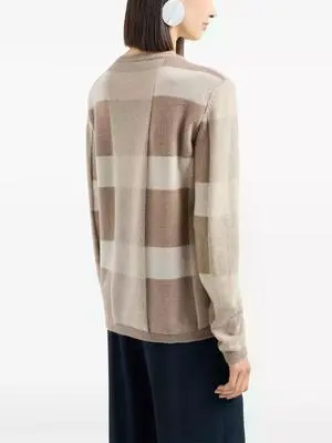 Emporio Armani Icon Checked Virgin Wool-cashmere Blend Sweater