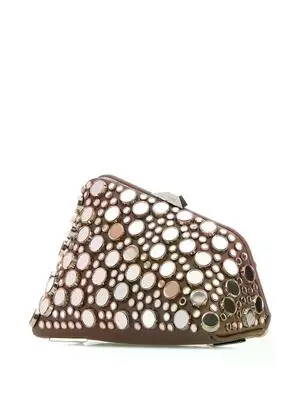Attico Clasp-fastening Clutch - Brown