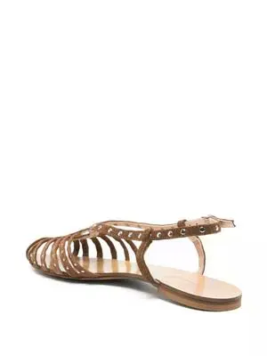 ANNA F. Suede Slingback Sandals - Brown