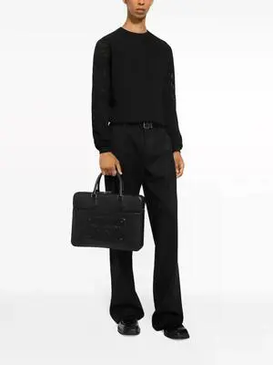 Dolce & Gabbana Logo-embossed Leather Laptop Bag