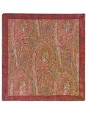 Etro Paisley-logo-print Silk Scarf - Red