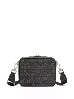 Dolce & Gabbana Monogram Pattern Shoulder Bag With Logo Plaque