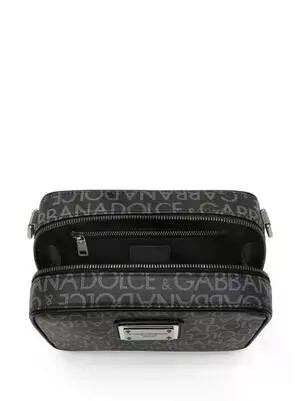 Dolce & Gabbana Monogram Pattern Shoulder Bag With Logo Plaque